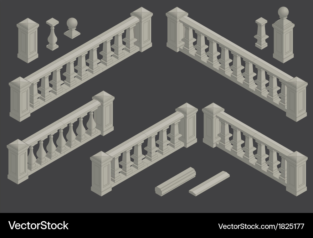 Set of architectural element balustrade Royalty Free Vector