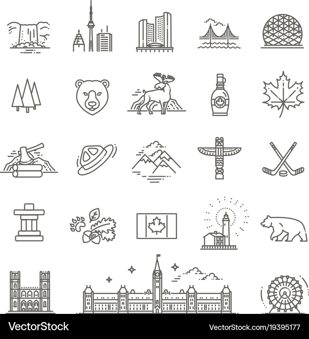 Travel canada traditional objects Royalty Free Vector Image