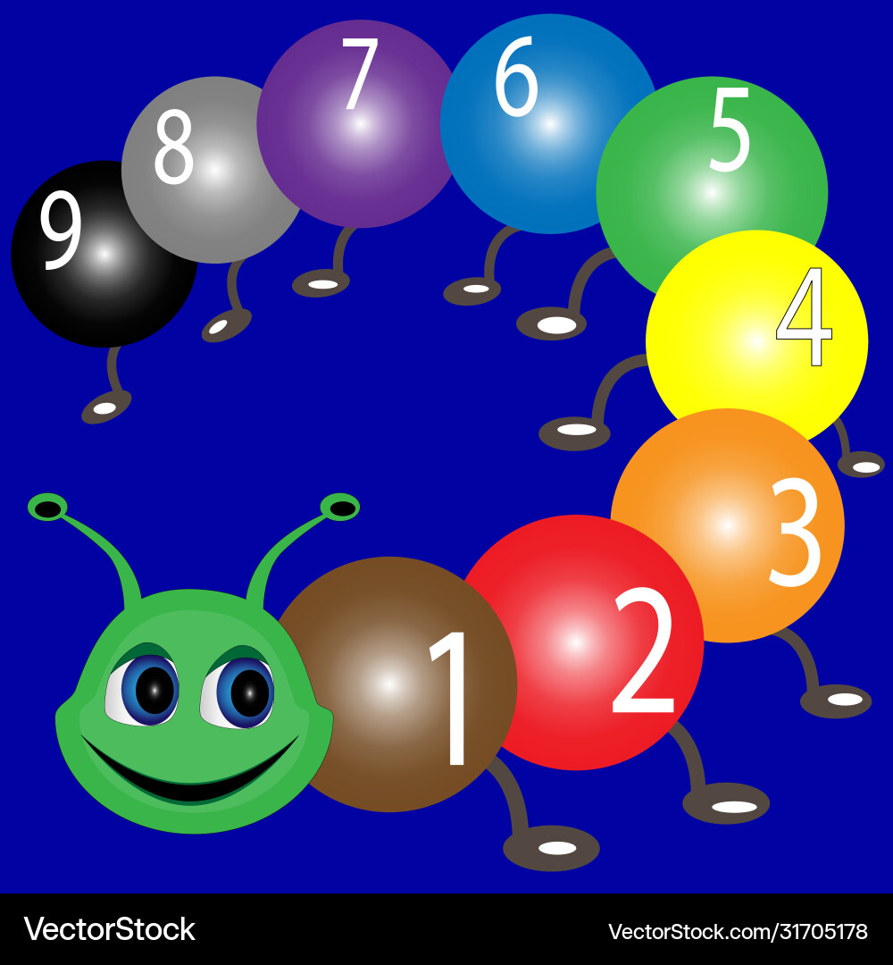 Caterpillar with numbers colorful Royalty Free Vector Image