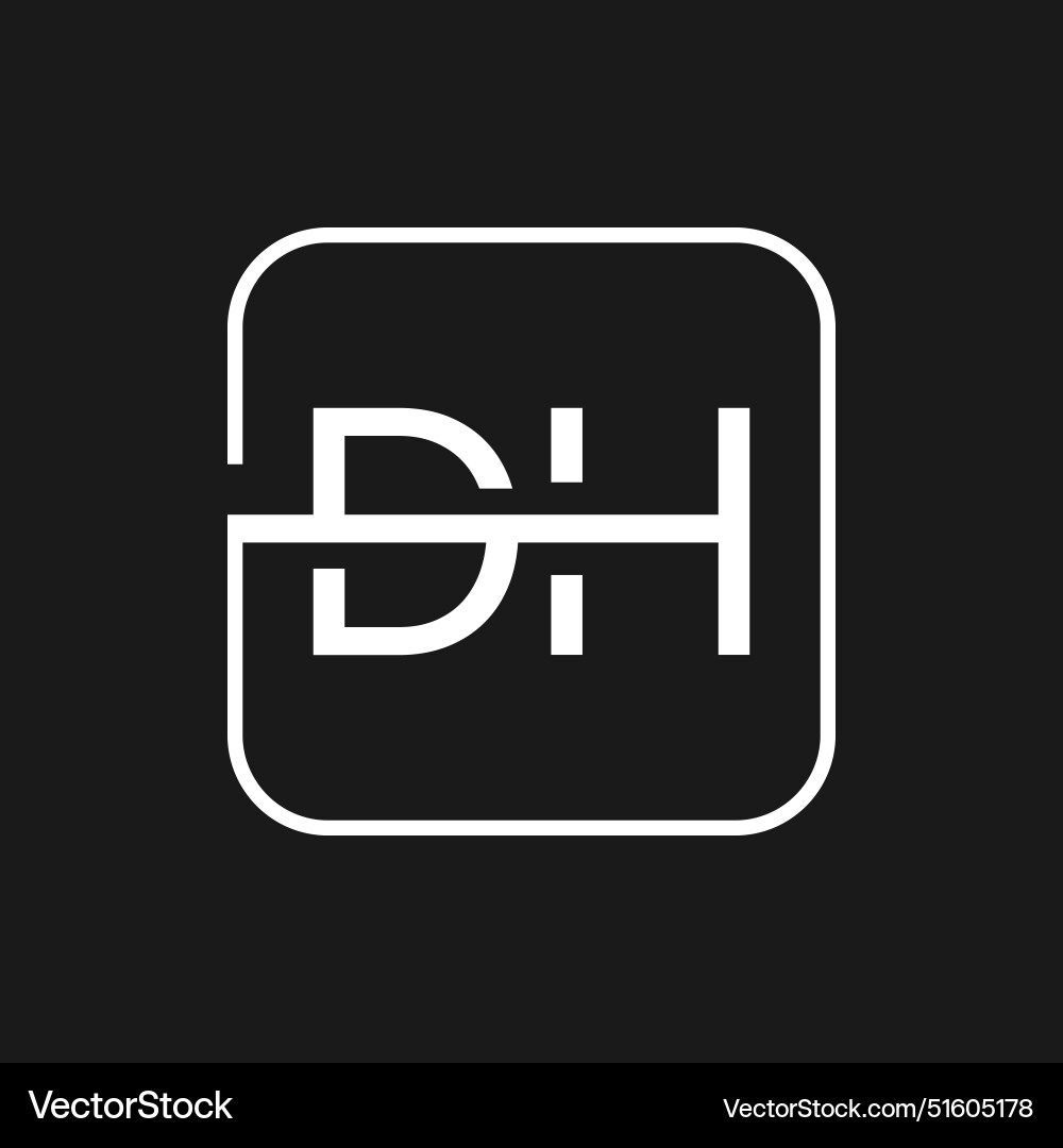 Initial dh letters square shape icon logo design Vector Image