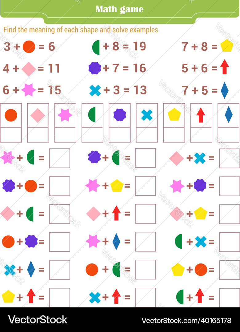 Math game for children find the meaning Royalty Free Vector