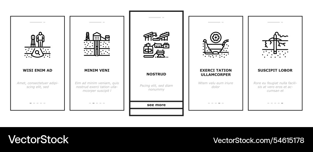 Mining engineer geology onboarding icons set Vector Image