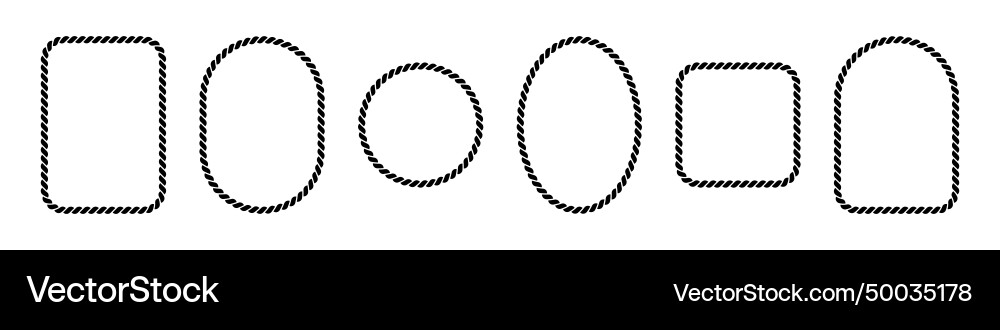 Rope frames silhouette borders are round Vector Image
