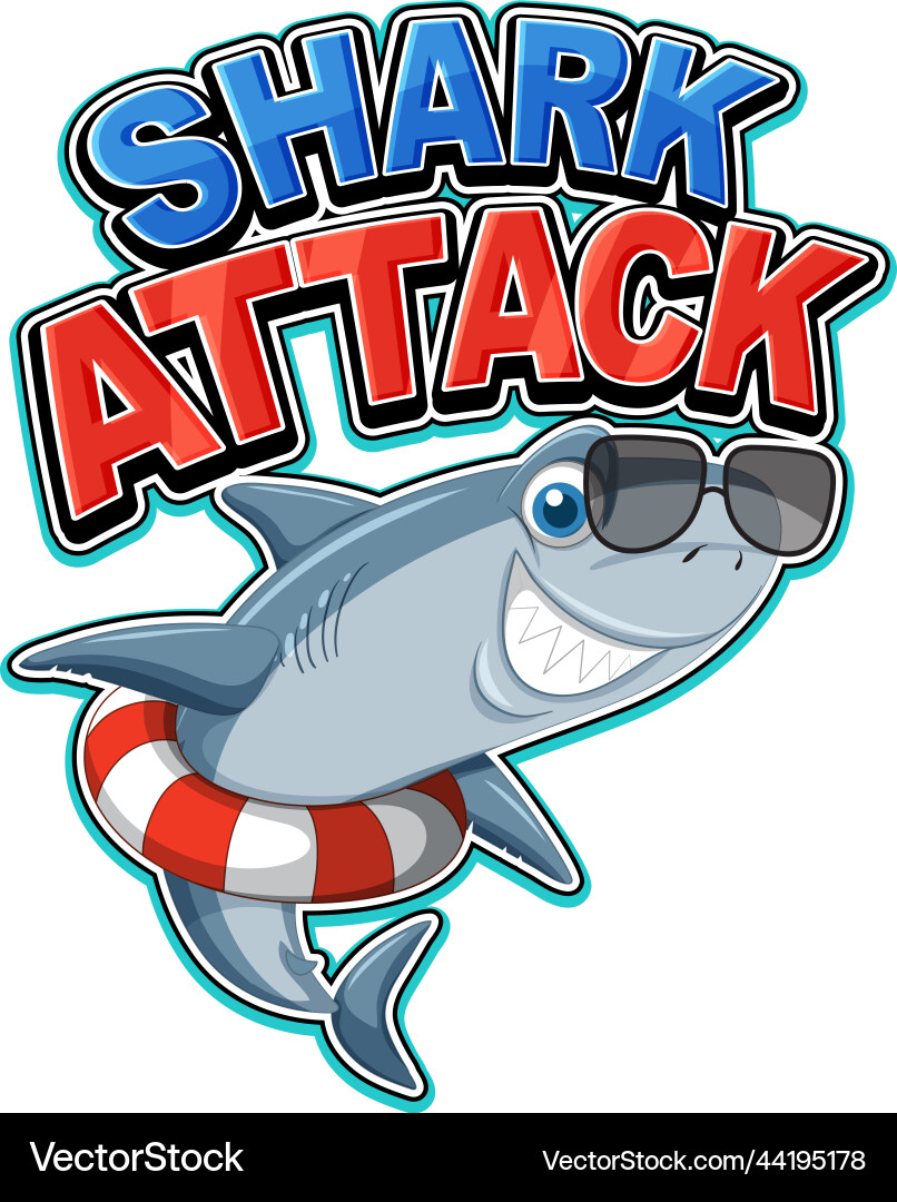 Shark attack icon with cartoon character Vector Image
