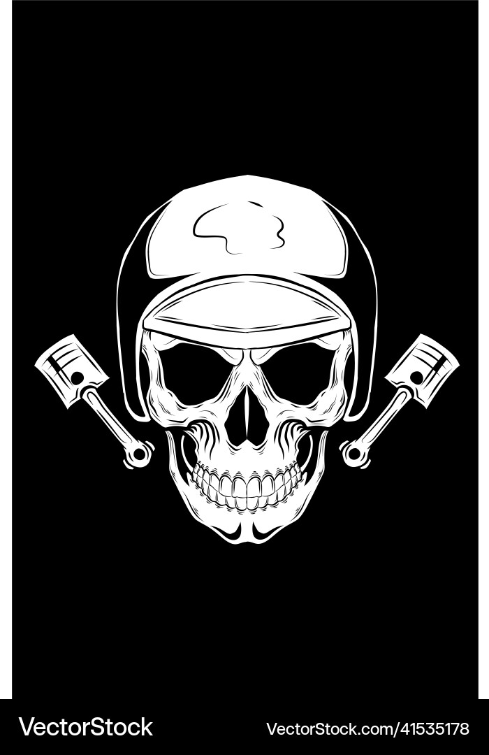 Skull with piston Royalty Free Vector Image - VectorStock