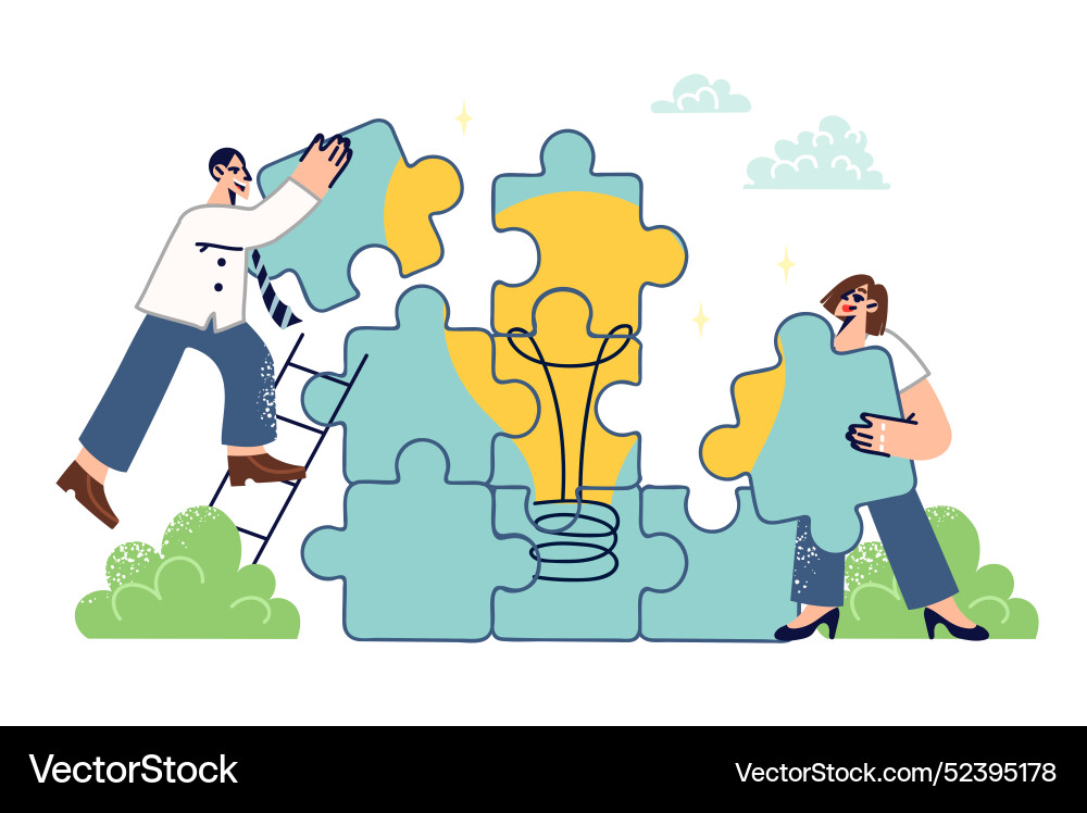 Team work on building new startup with innovative Vector Image