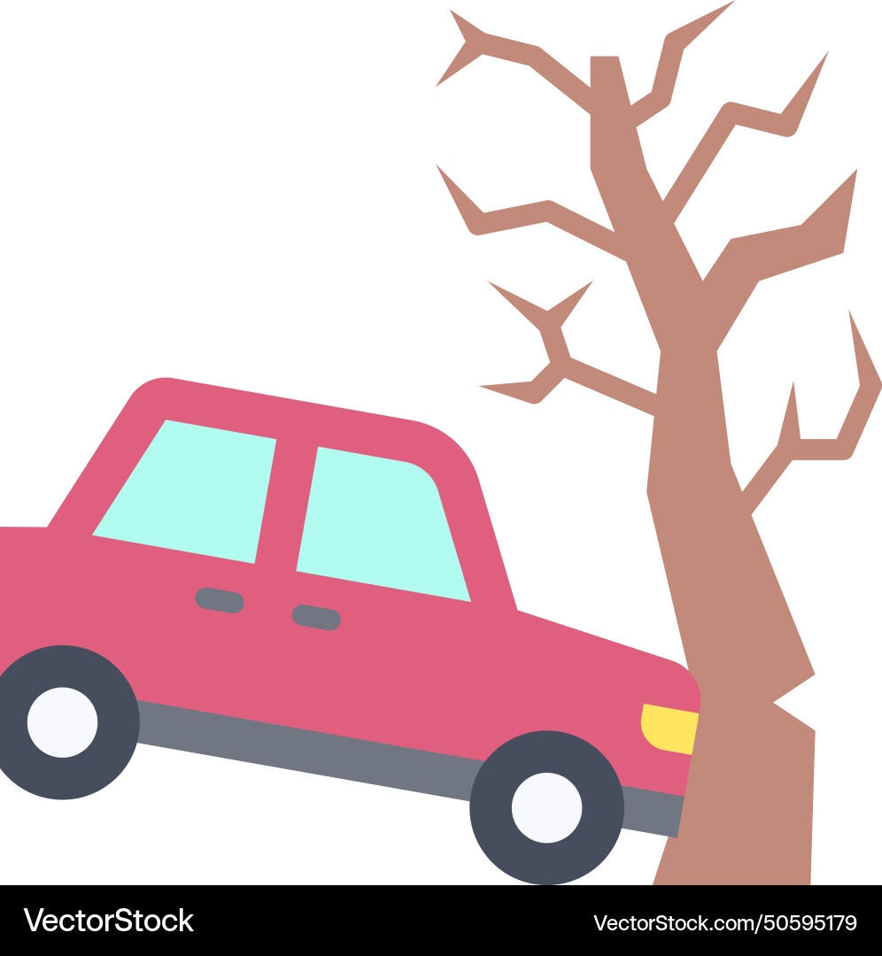 Car crashed into a tree icon accident Royalty Free Vector