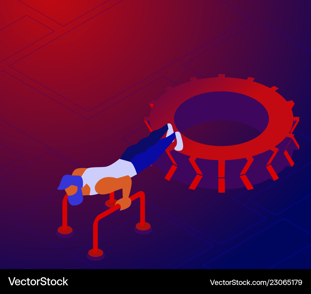 Cartoon bodybuilder practicing pushups exercise Vector Image