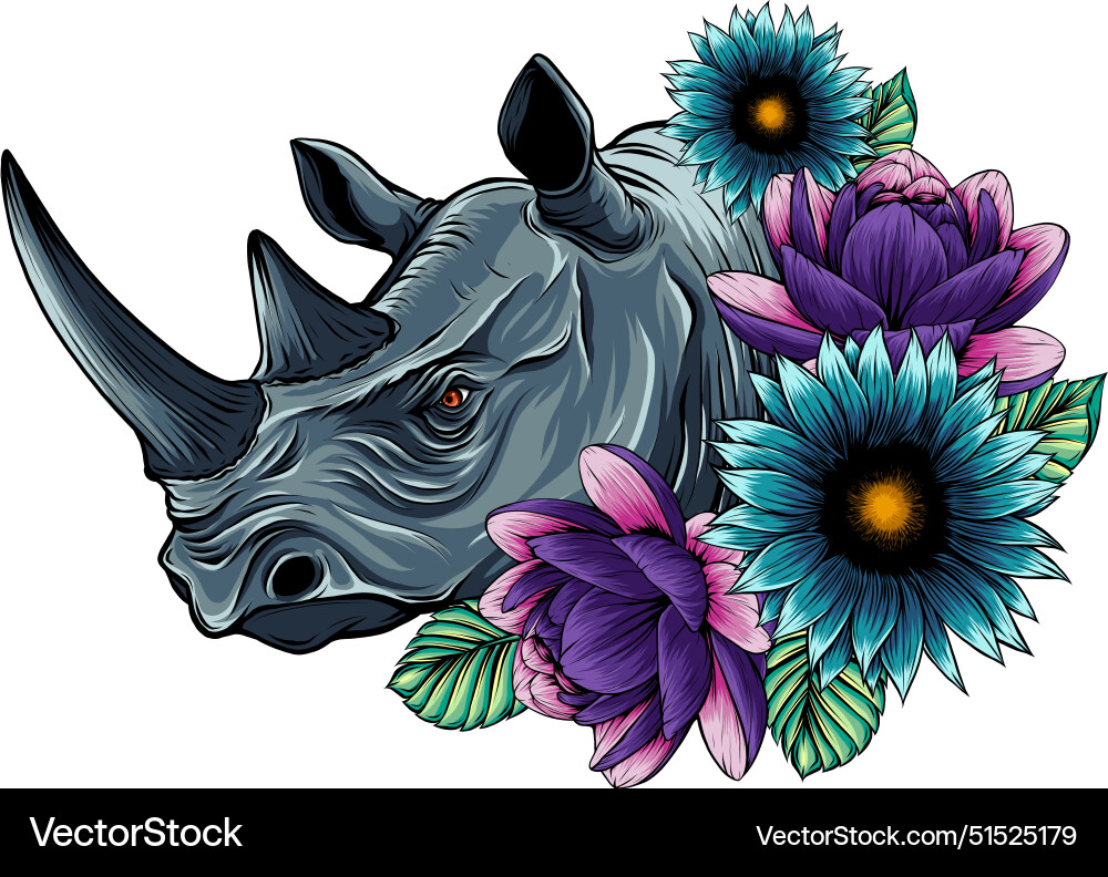 Colorful head rhino design Royalty Free Vector Image