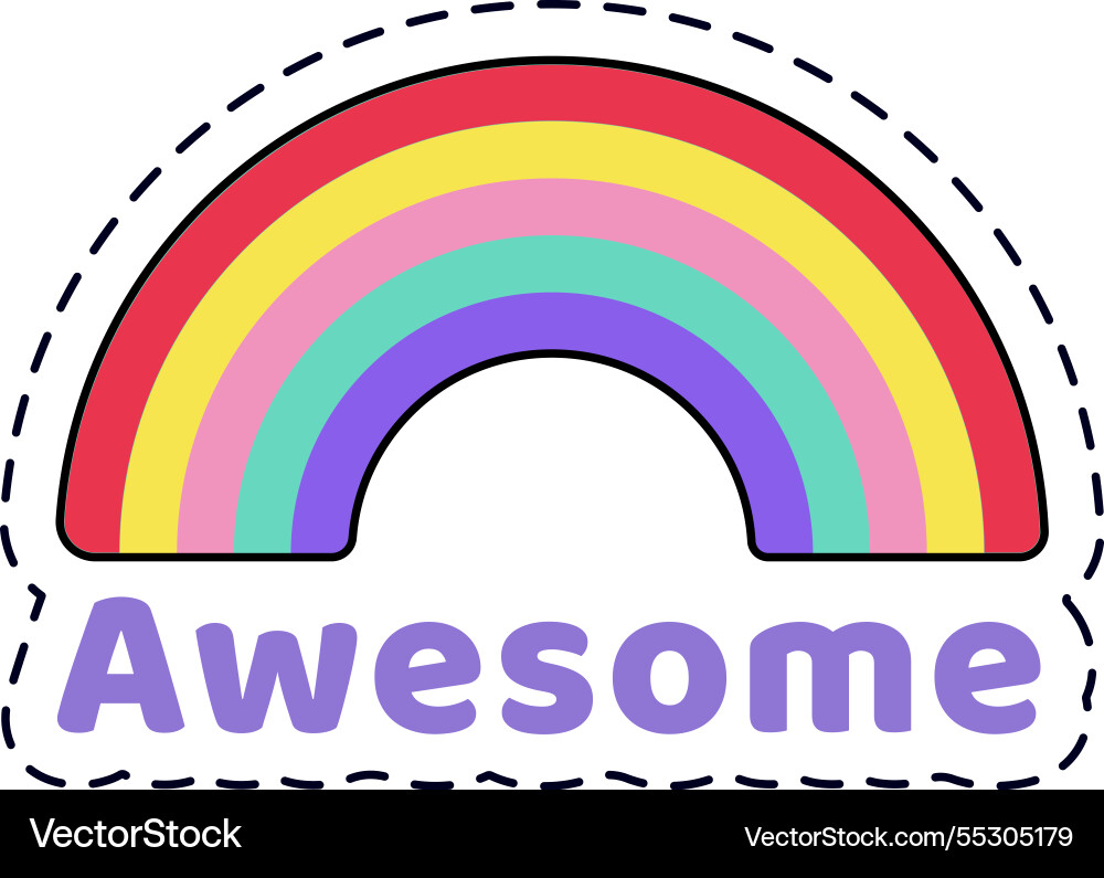 Colorful rainbow featuring a dashed line border Vector Image