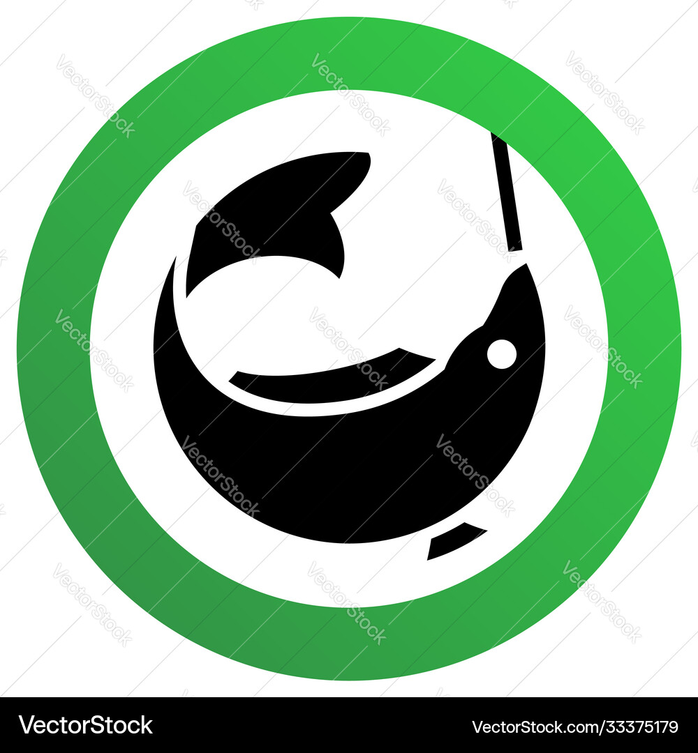 Fishing allowed sign modern round sticker Vector Image
