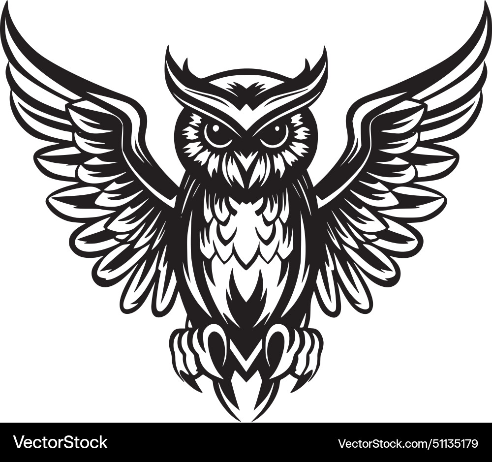 Owl - black and white Royalty Free Vector Image