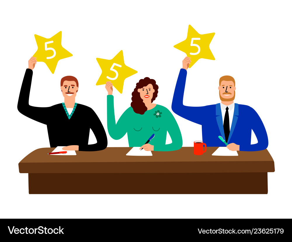 Quiz jury competition judge group sitting Vector Image