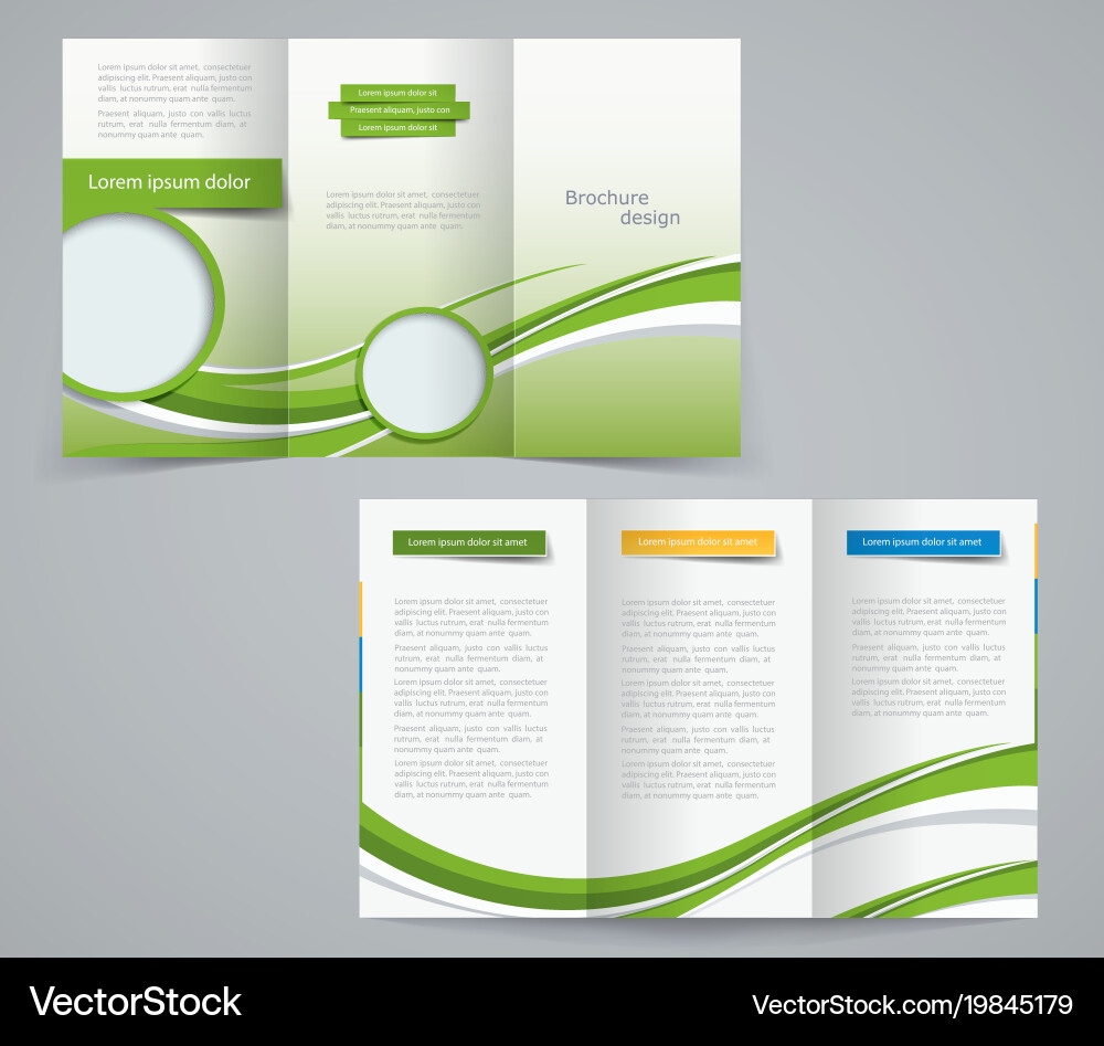 Three fold brochure template Royalty Free Vector Image