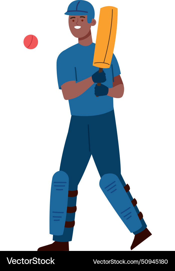 Cricket player standing Royalty Free Vector Image