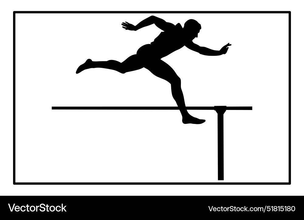Hurdler silhouette on white background Royalty Free Vector