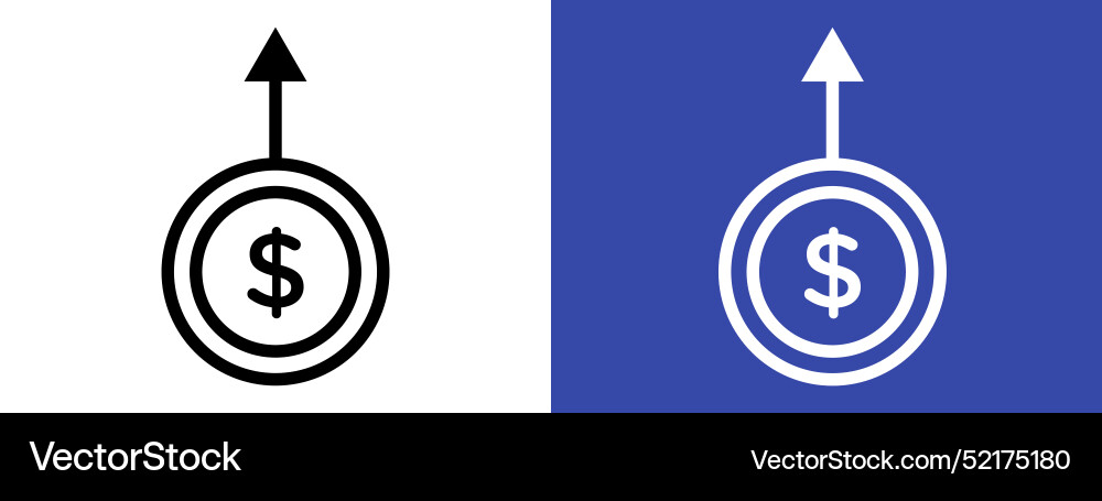 Increase money logo sign set outline Royalty Free Vector