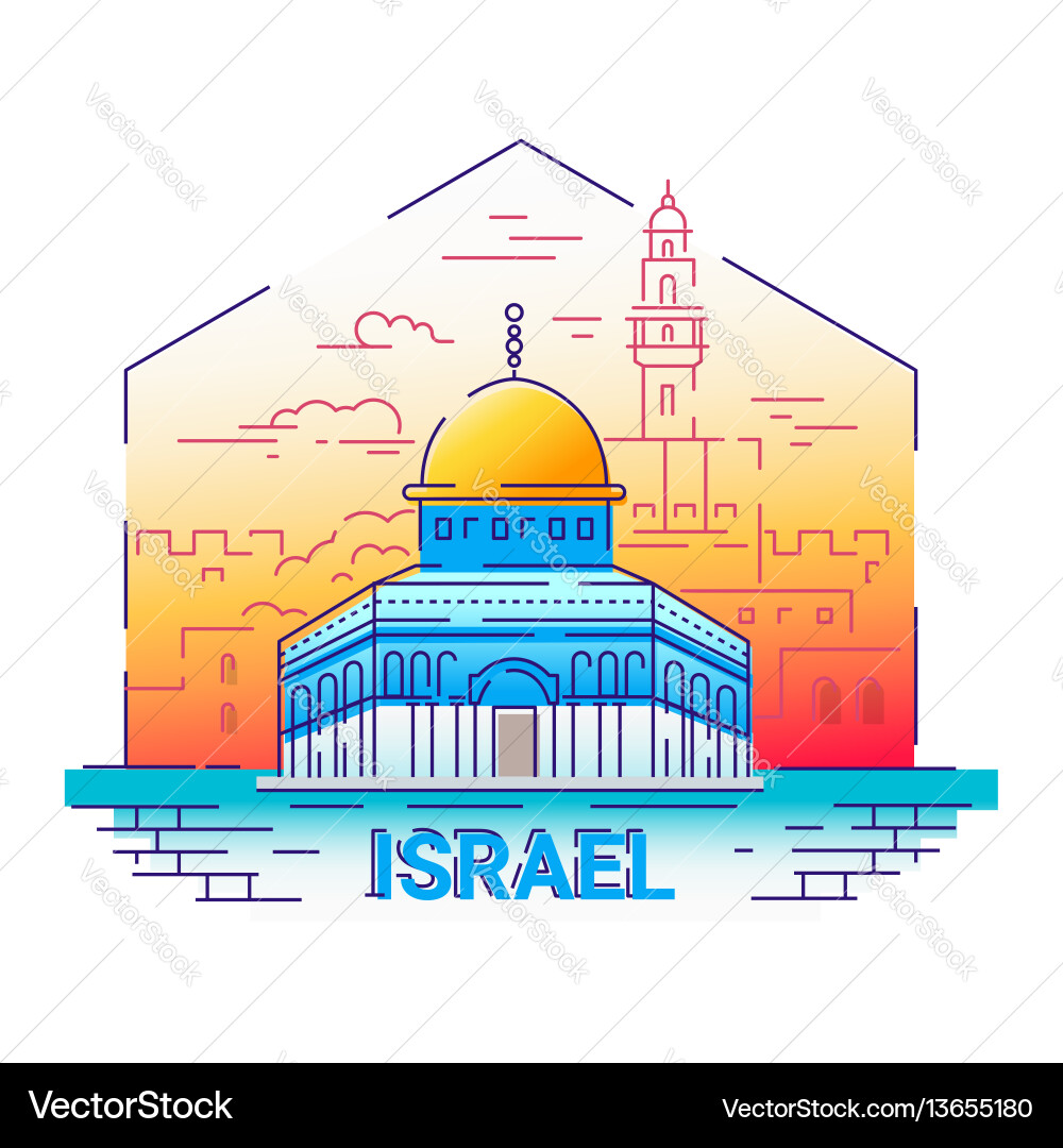 Israel - modern line travel Royalty Free Vector Image
