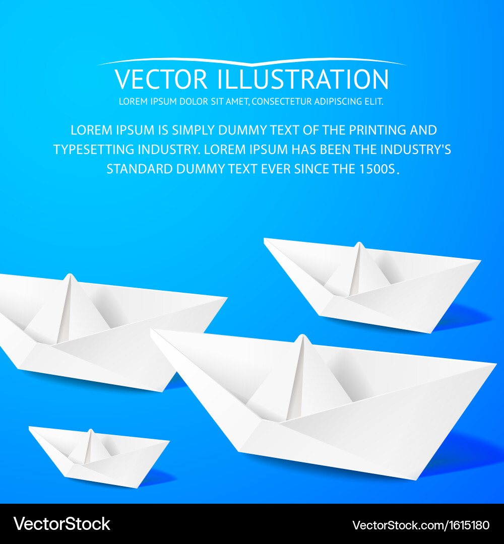 Paper boat on blue background Royalty Free Vector Image