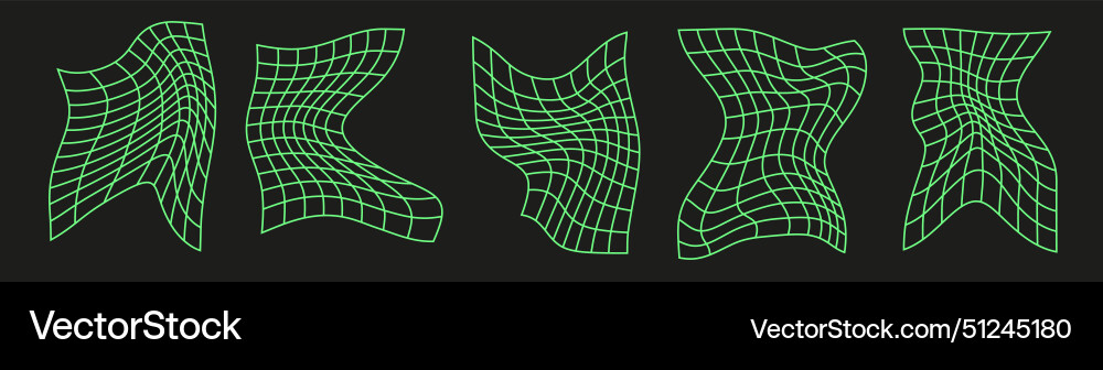 Retro neon green grid with 3d square shapes Vector Image