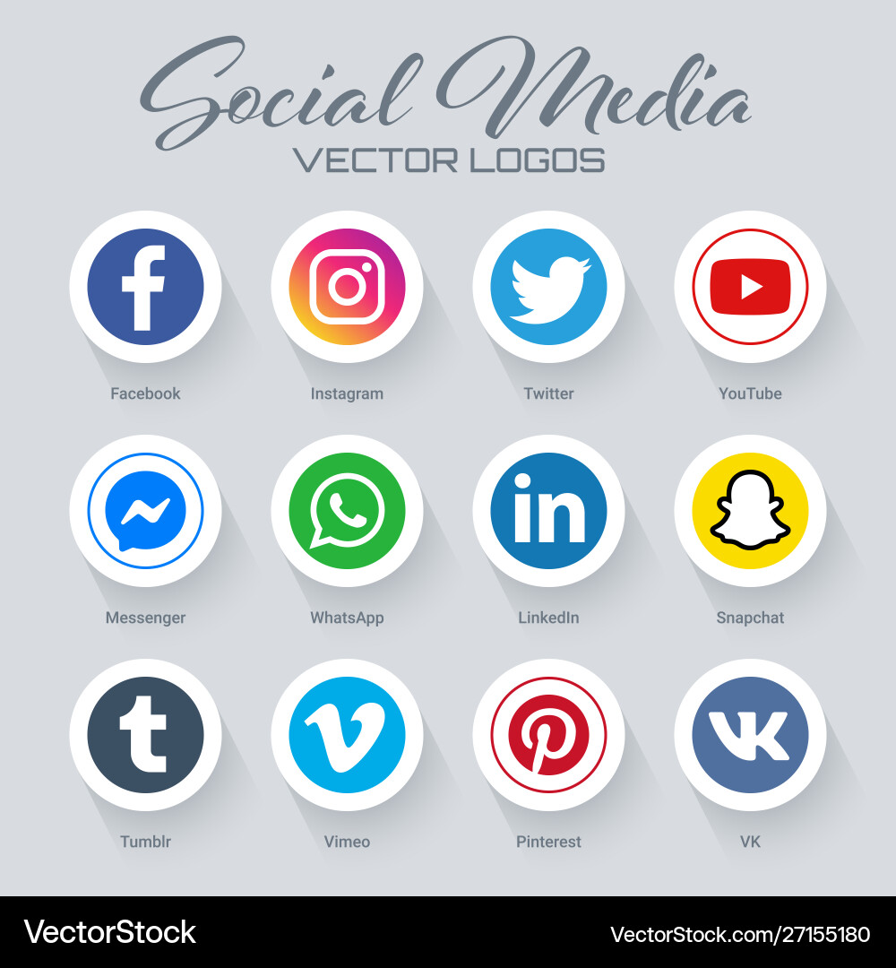 Social Media Icons - Round Collection Royalty Free Vector