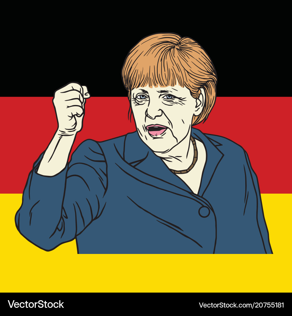 Angela merkel on german flag Royalty Free Vector Image