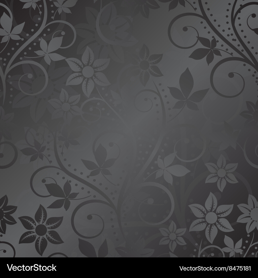 Black background with floral pattern Royalty Free Vector
