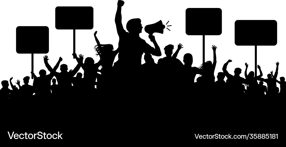 Crowd people silhouette transparent protest Vector Image