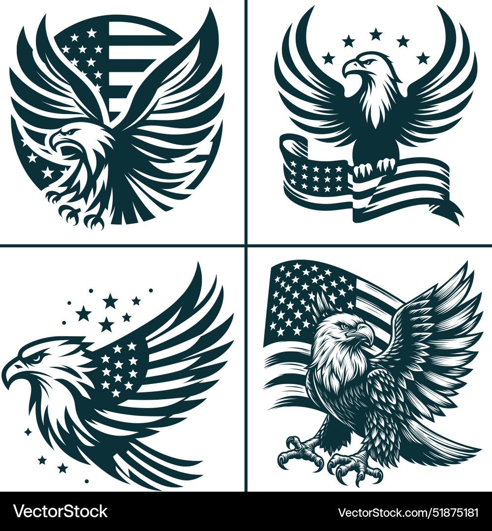 Eagle with flag silhouette filesoutline ea Vector Image