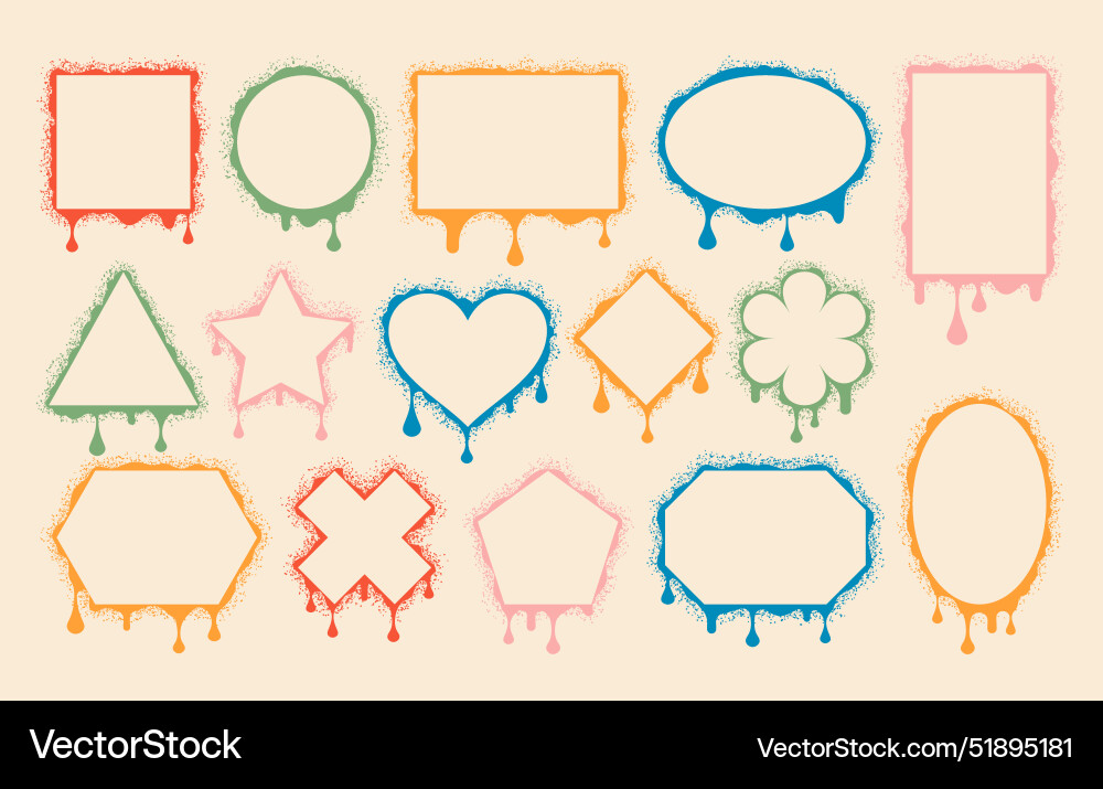 Multicolored graffiti frames in various geometric Vector Image