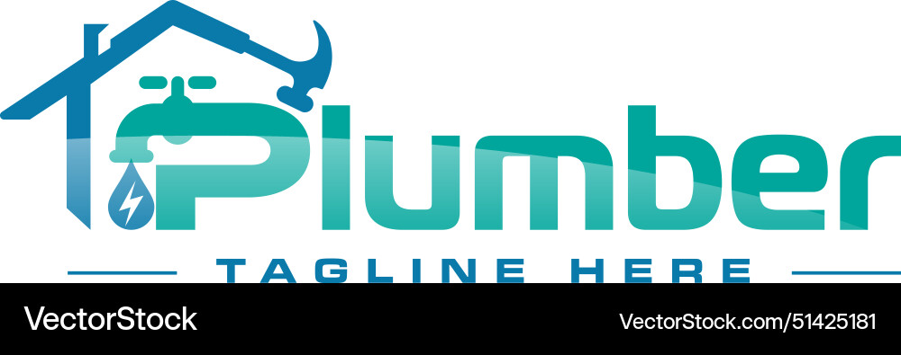 Plumber logo design with plumbing icons Royalty Free Vector