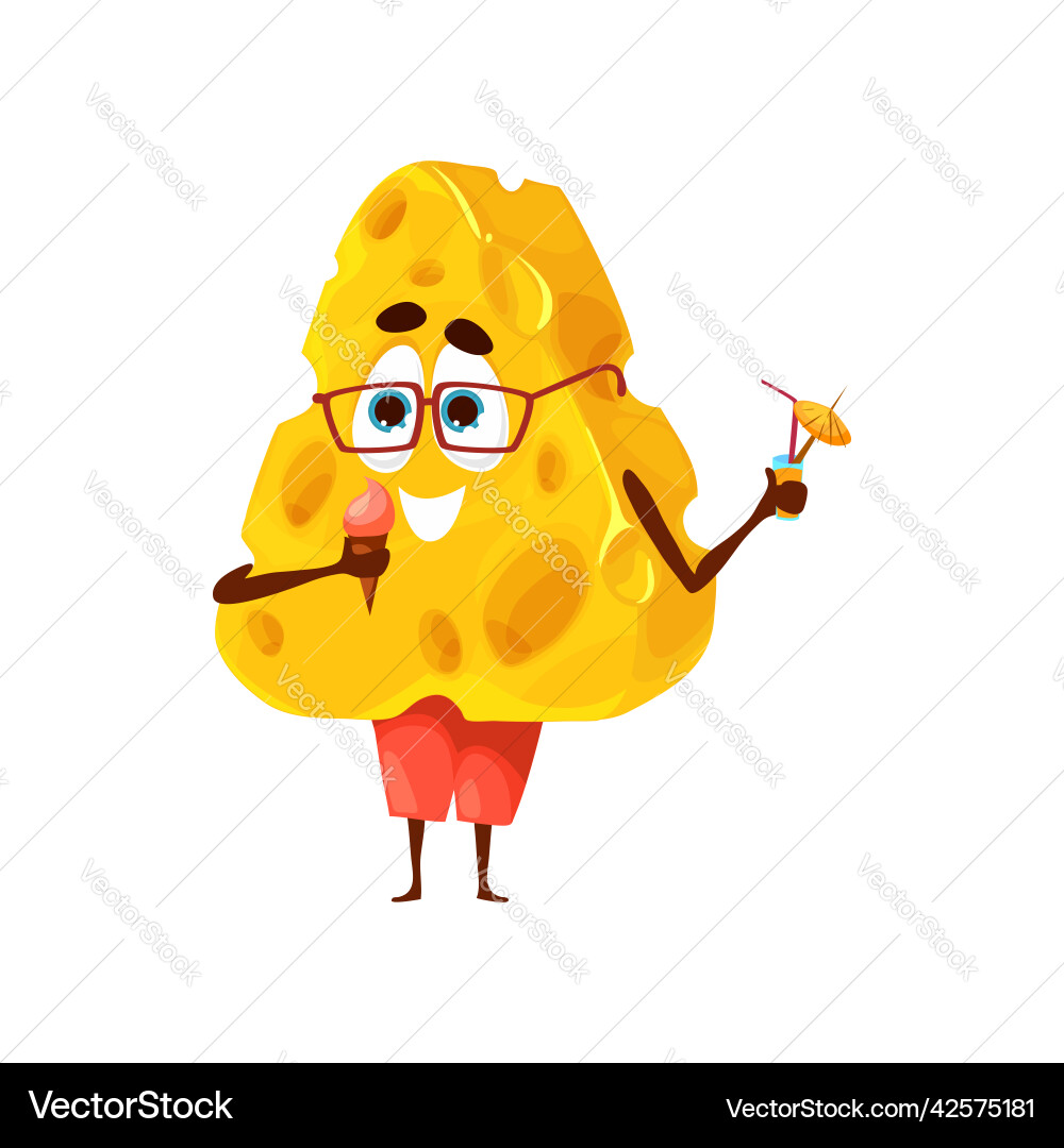 Smiling Cheese Character with Ice Cream Royalty Free Vector