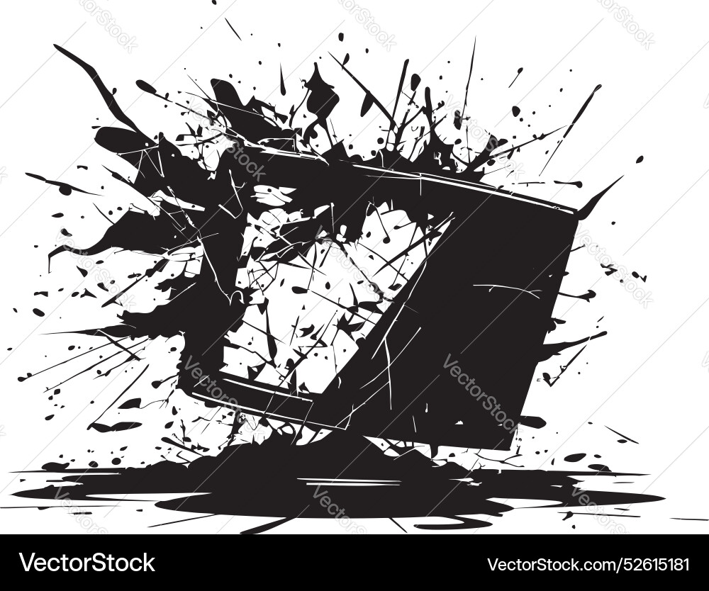 Splintered screen black element of broken Vector Image