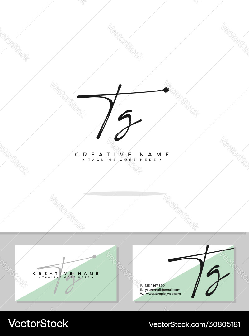 T g tg initial logo signature handwriting Vector Image