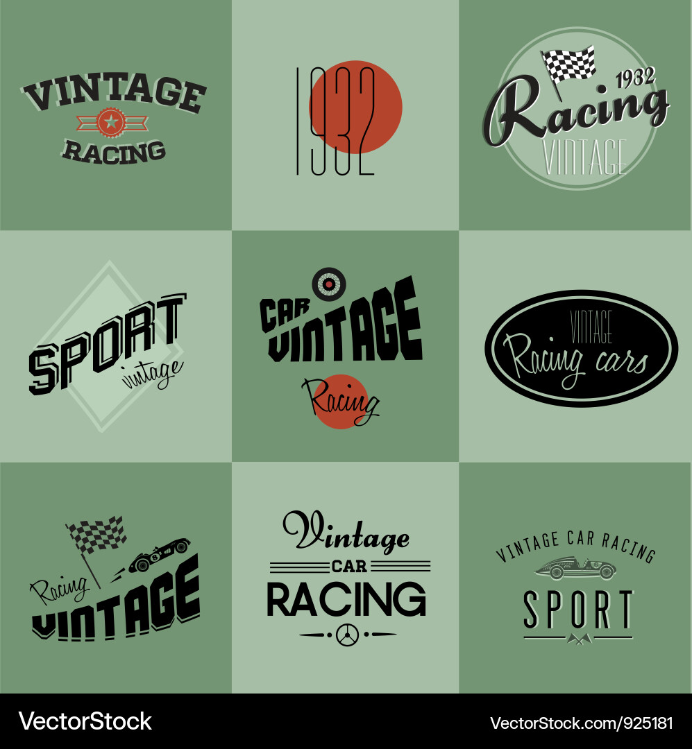 Vintage Car Racing Badges & Emblems Royalty Free Vector