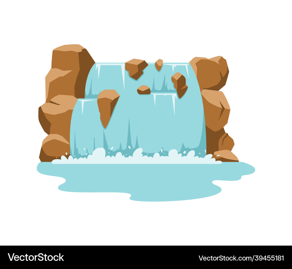 Waterfall mountain river water stream falling Vector Image