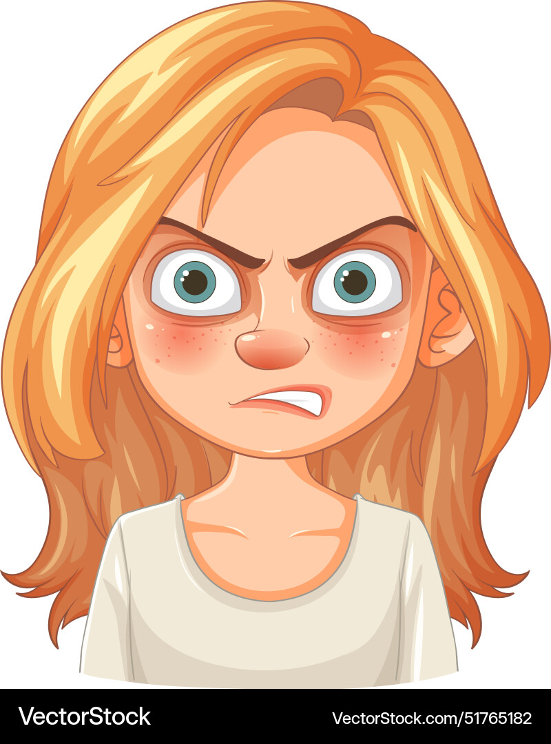 A girl expressing anger Royalty Free Vector Image