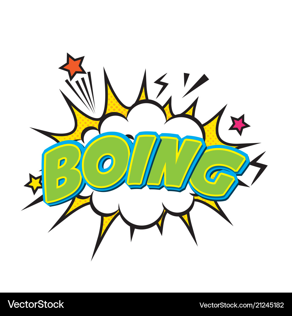Boing comic pop art style Royalty Free Vector Image