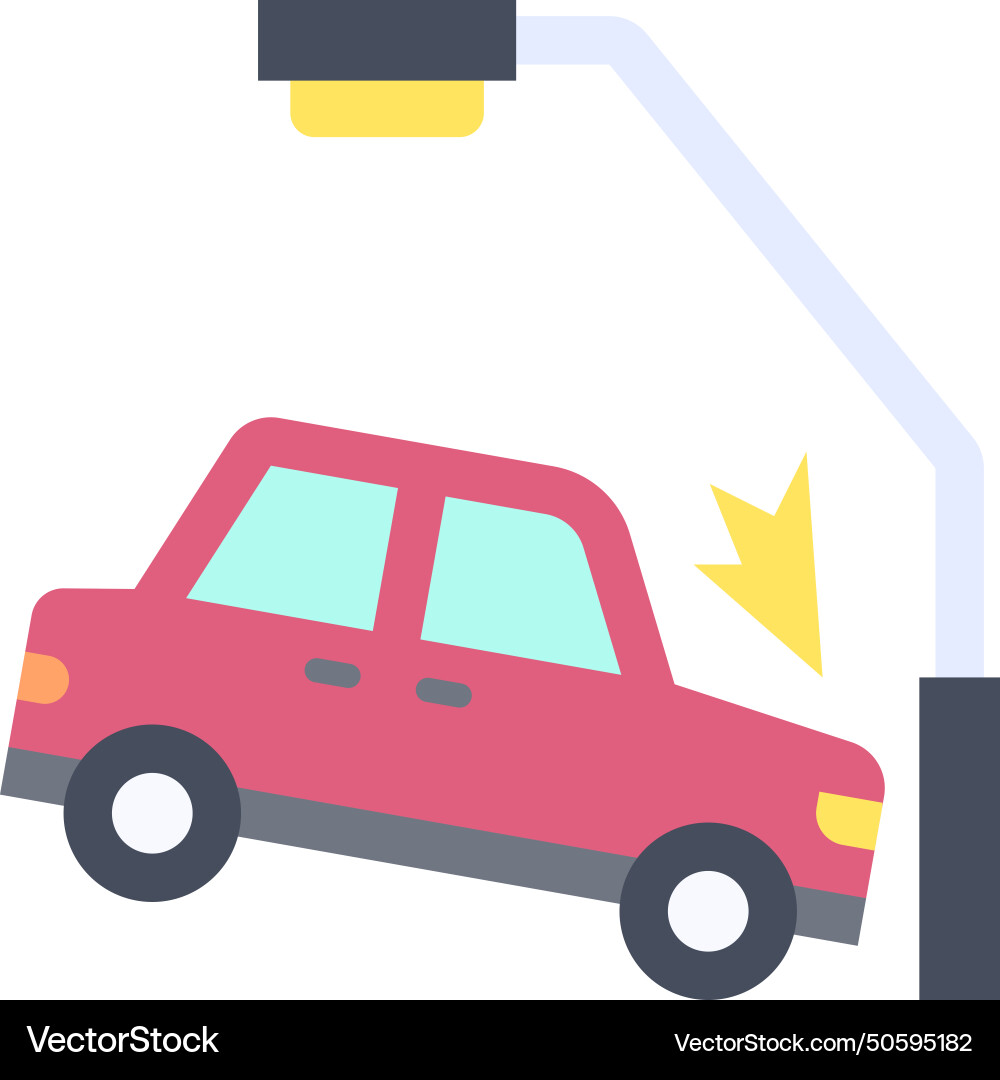 Car crashed into a light pole icon accident Vector Image