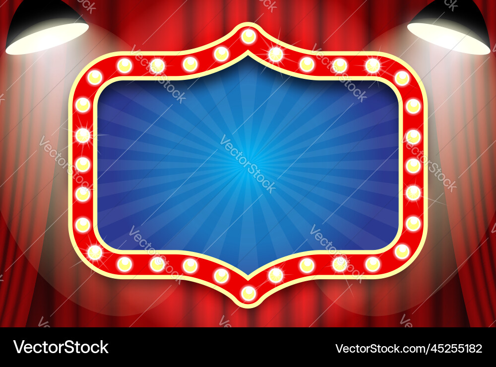 Zirkus-Theaterschild mit Lichtrahmen leer Vektorbild