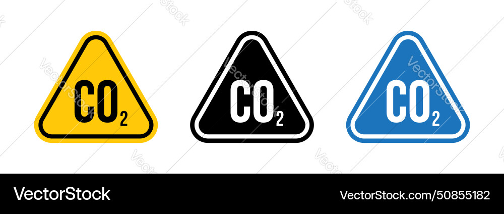 Co2 warning sign icon set alert for carbon Vector Image