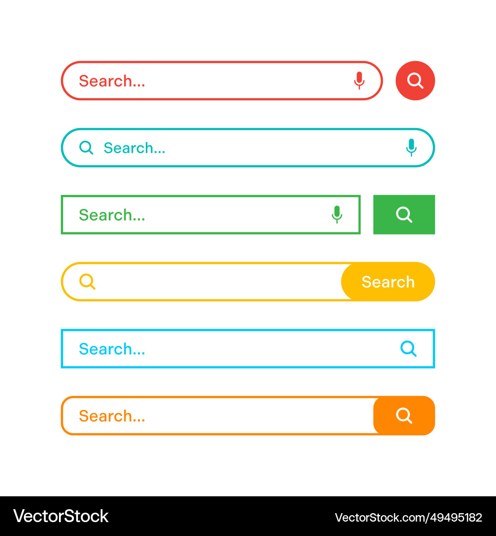 Colorful search bar templates internet browser Vector Image