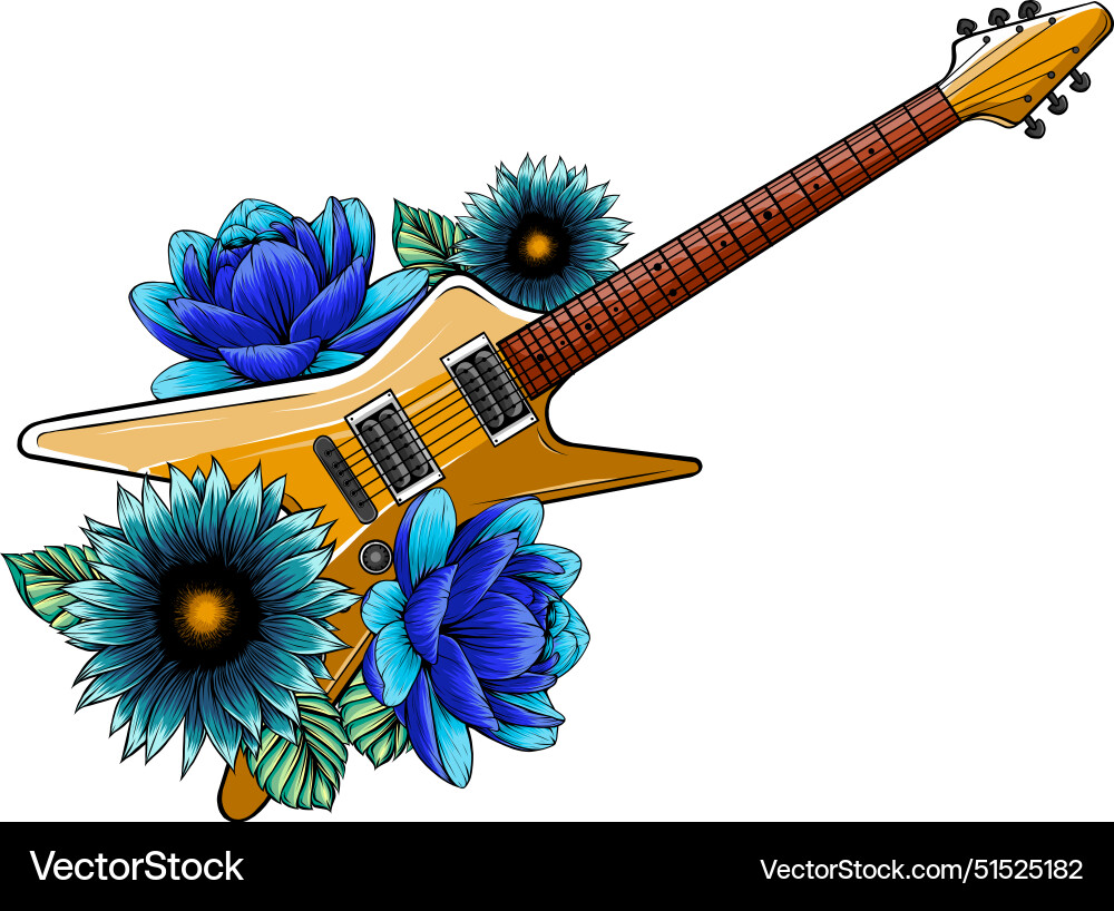 Draw colorful electric guitar Royalty Free Vector Image