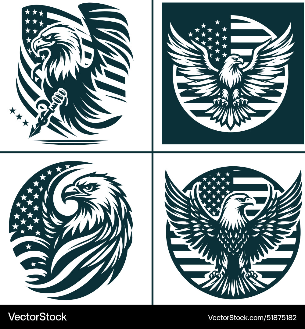 Eagle with flag silhouette filesoutline ea Vector Image