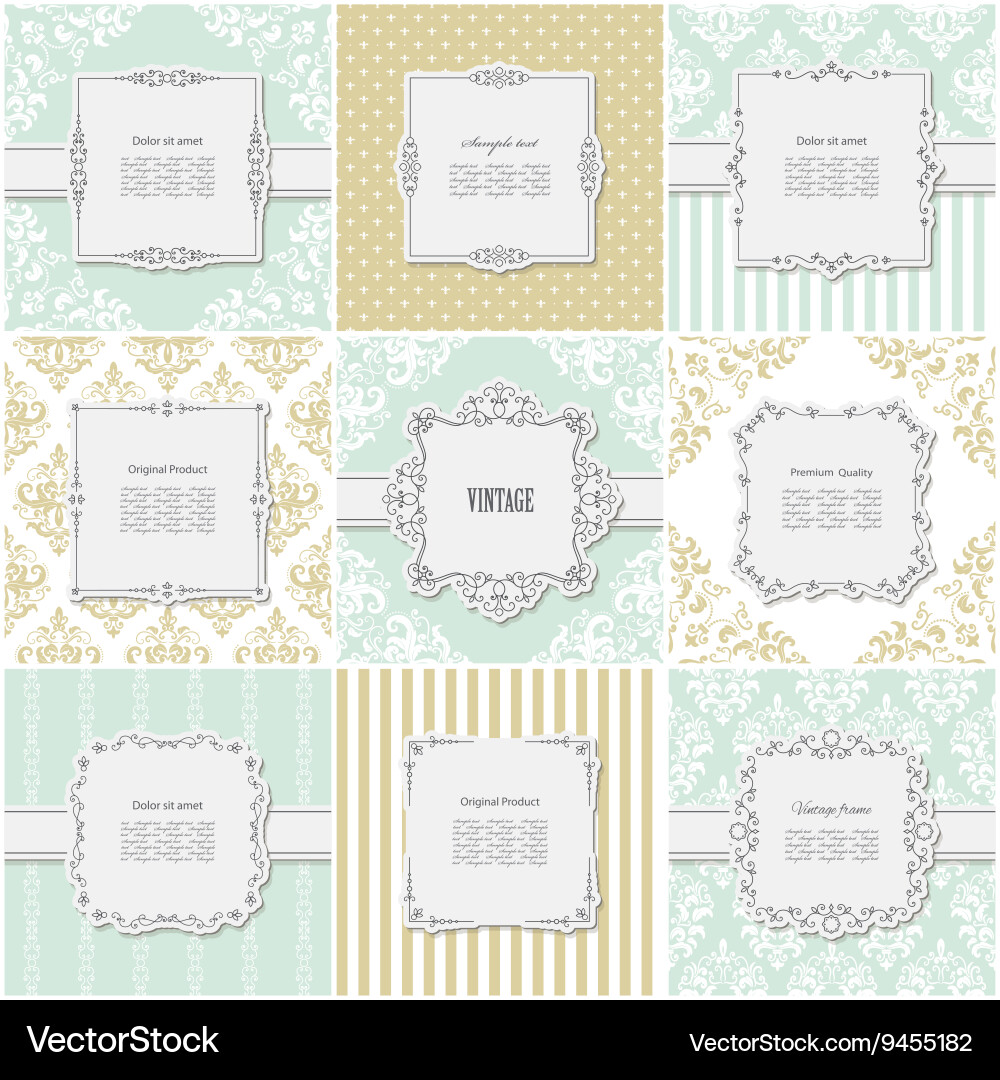 Elegant frame on pattern set Royalty Free Vector Image