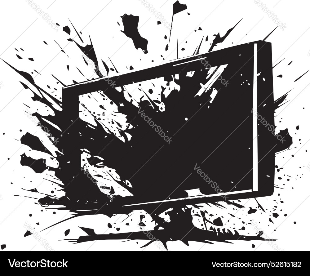 Fractured flatpanel graphic of smashed tv Vector Image