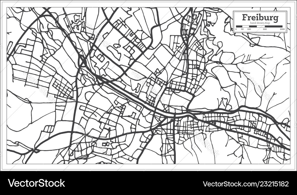 Freiburg Germany City Outline Map Royalty Free Vector Image