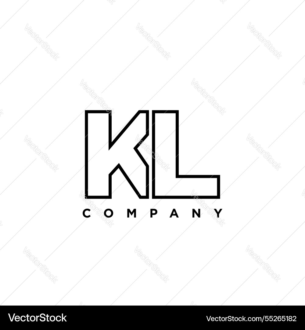 Letter k and l kl logo design template minimal Vector Image