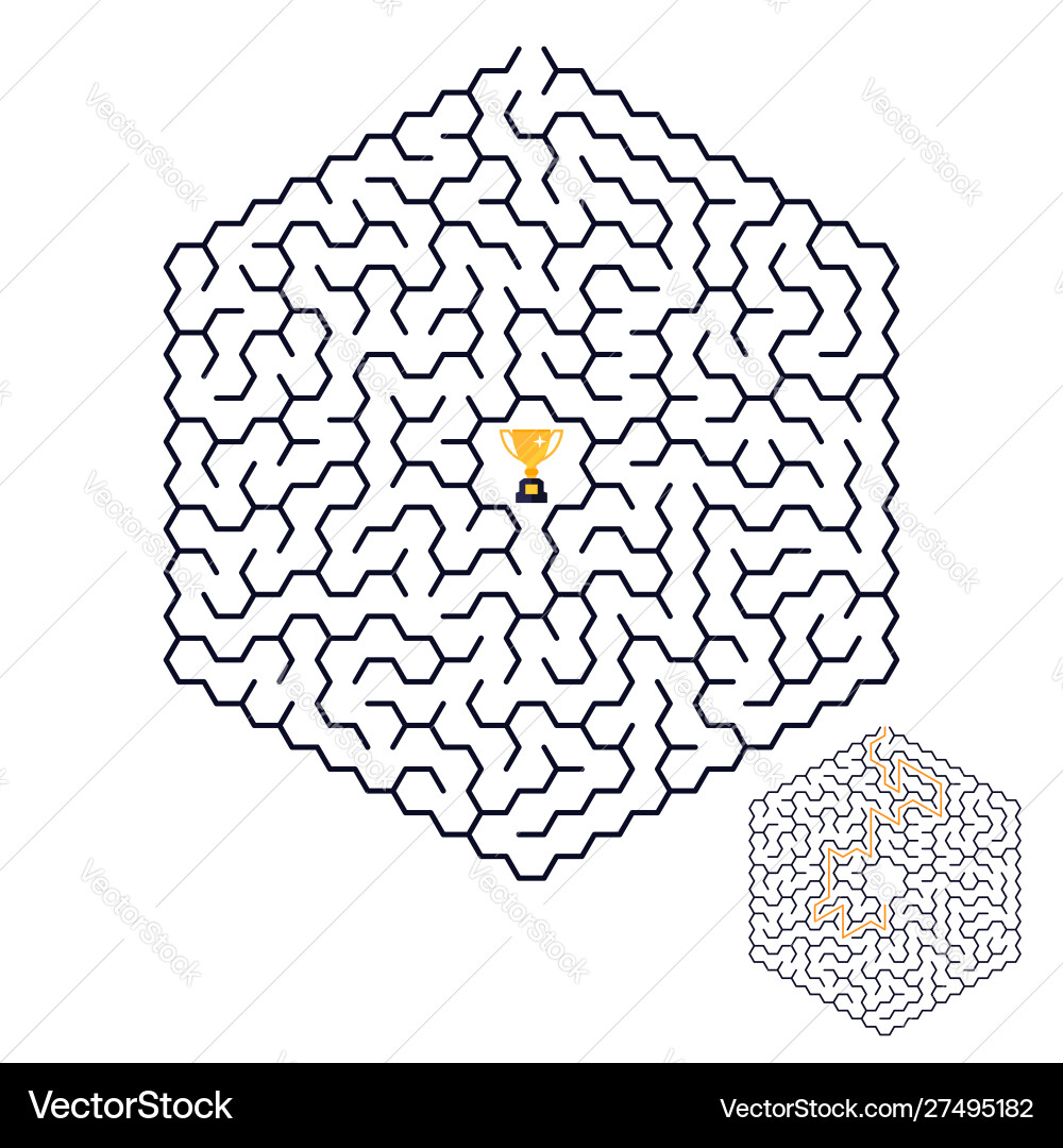 Maze labyrinth with award in flat style Royalty Free Vector