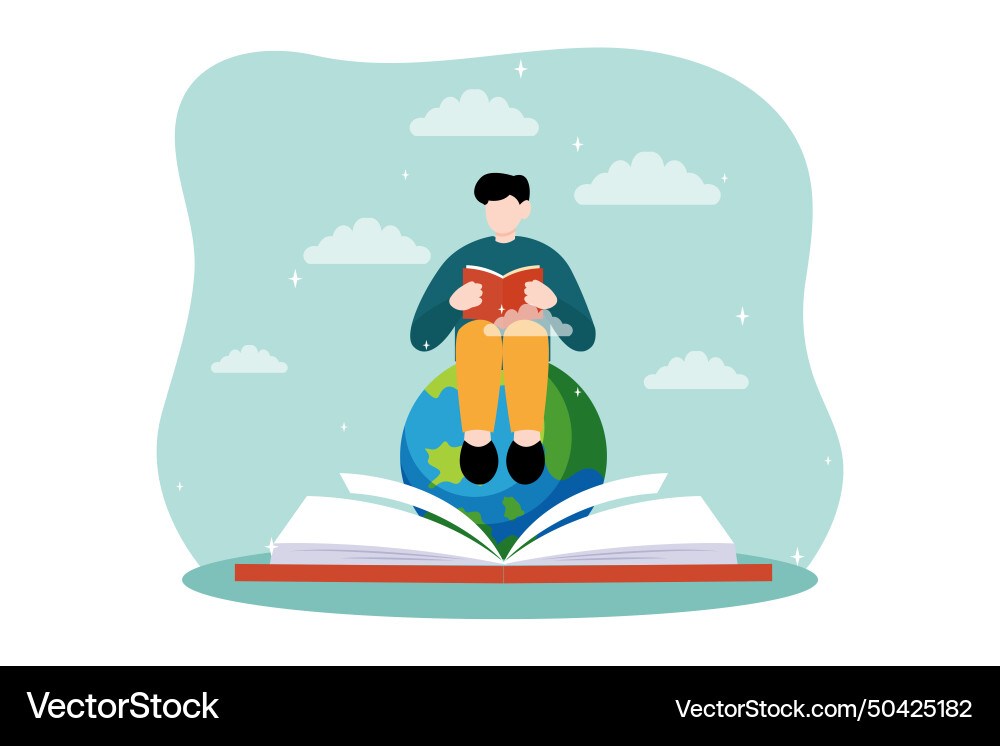 World book day flat design Royalty Free Vector Image